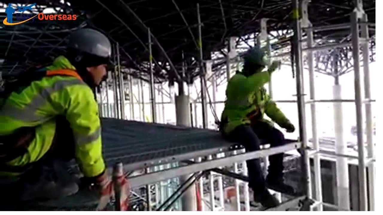 Hanging scaffolding work. - YouTube