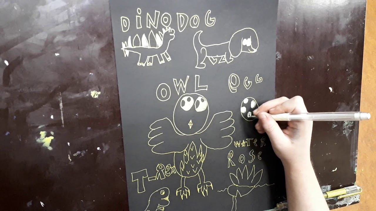 Asperger's Syndrom ATS, girl 7 years old,draw with gold pen.Девочка ...