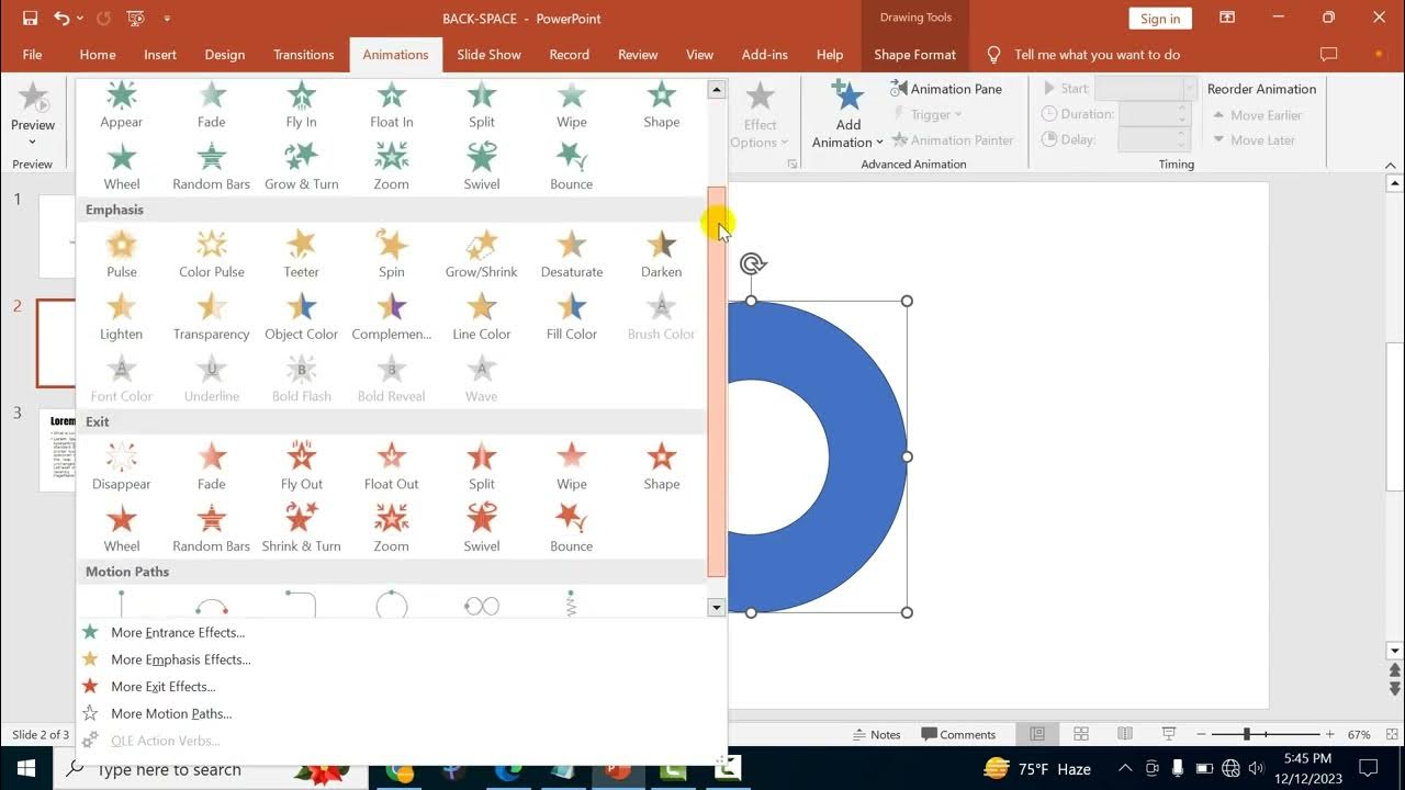 How to add arcs left effect to shape in PowerPoint - YouTube