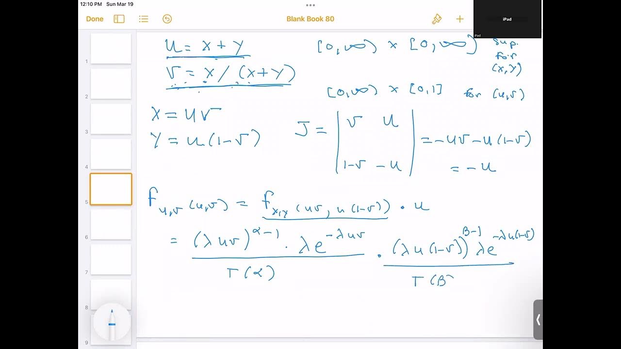 Lecture 14 part 2 - Bivariate Transformations - Example - Sum and Ratio of two Gammas - YouTube