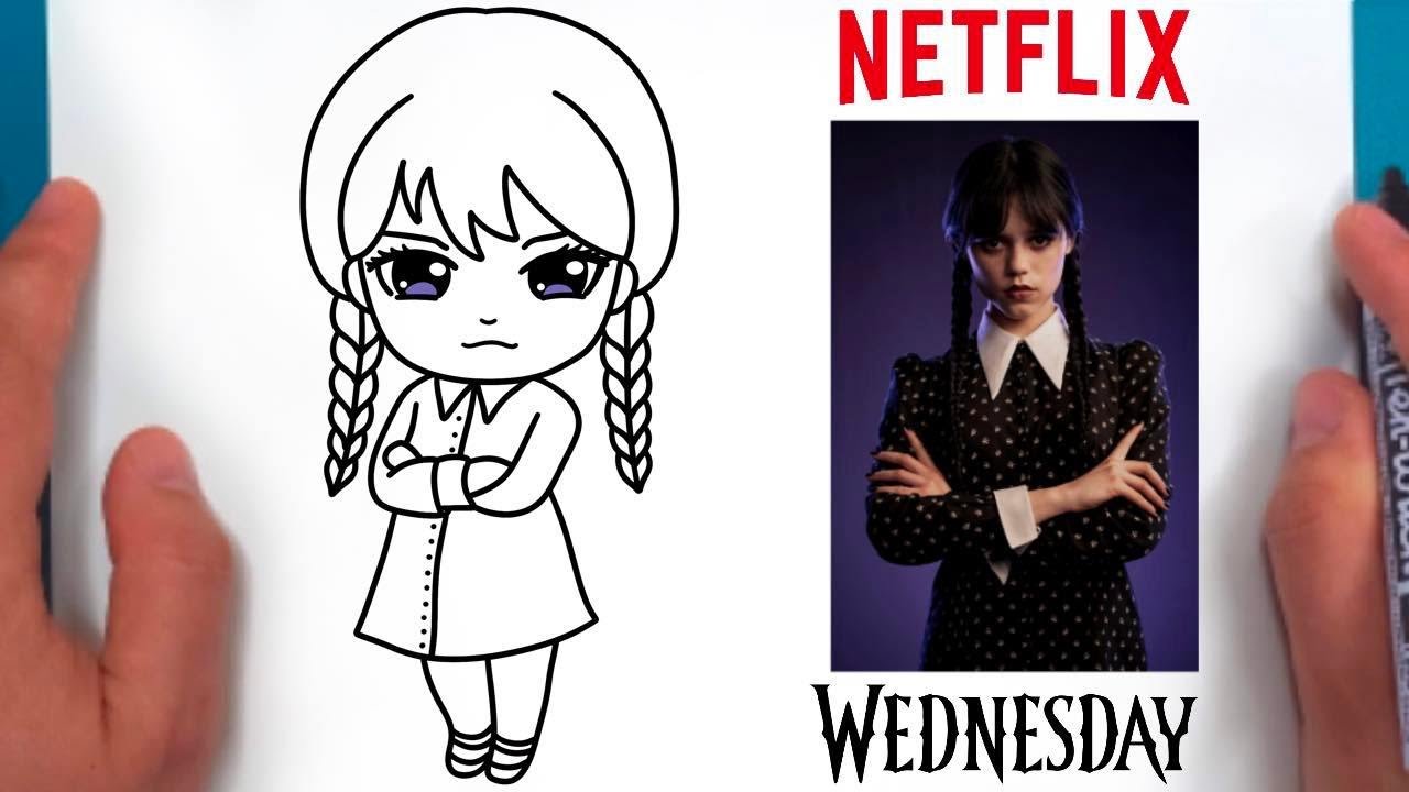 Cum se Deseneaza WEDNESDAY ADAMS 🖤 How to draw Wednesday Addams - YouTube