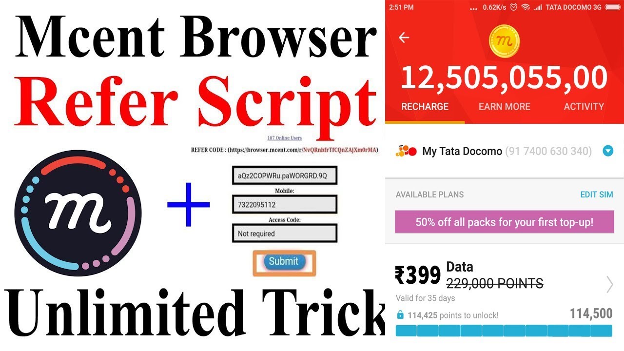 Mcent Browser Online Refer Script & Mcent Browser Unlimited Trick Or ...