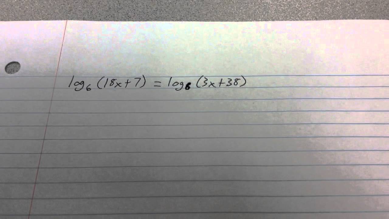 Solving Logarithmic Equations(with the same base on both sides) - YouTube
