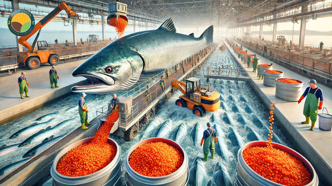 How Farmers Raise Millions of Atlantic Salmon on Sea Farm: Salmon Processing | Farming ...