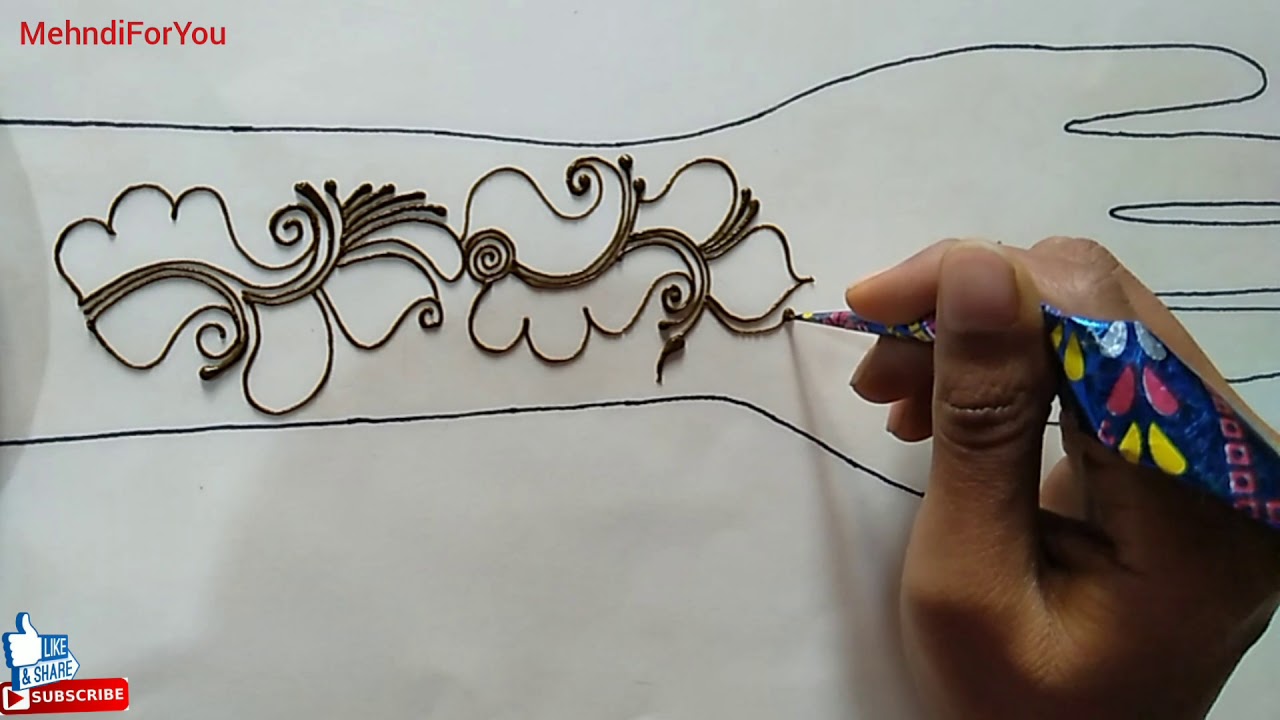Mehndi practice - How to draw simple Arabic mehndi design on paper part ...