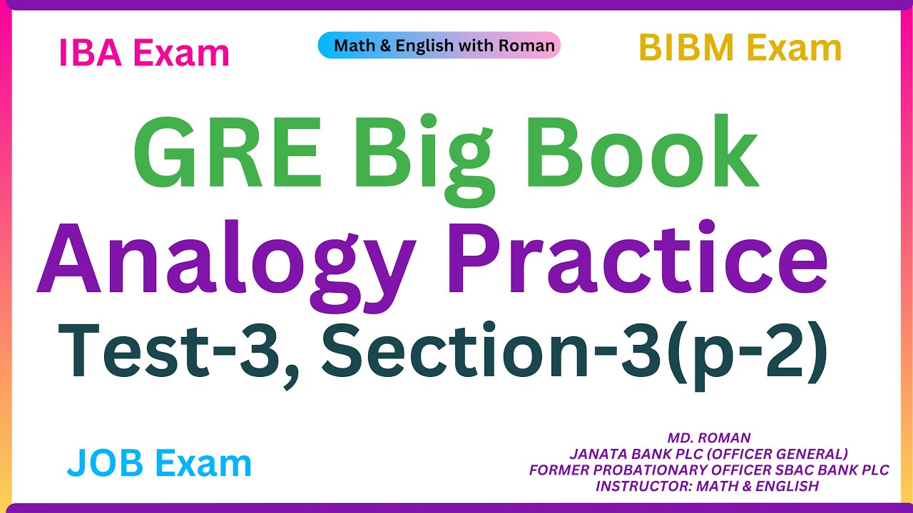 Analogy Practice from GRE Big Book Test 3 Section 3│p-2│ - YouTube