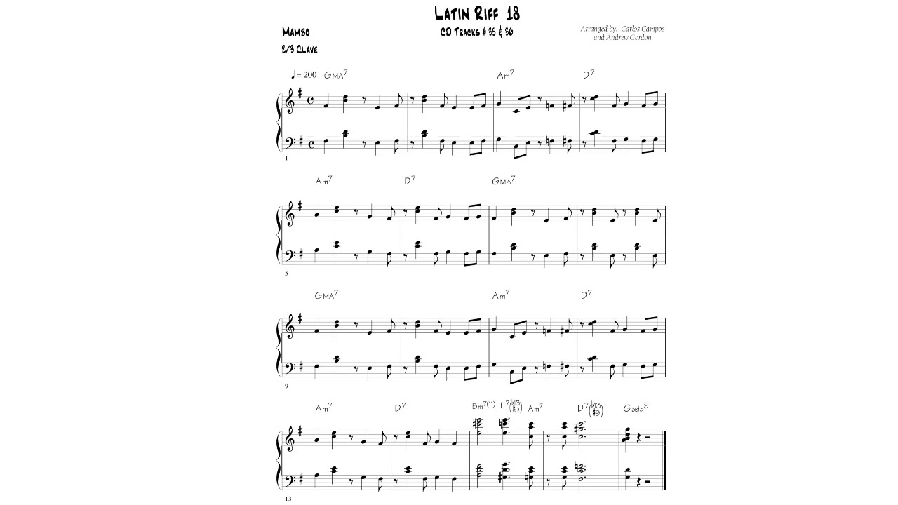 Ultimate Latin Piano Riff Chords - Chordify