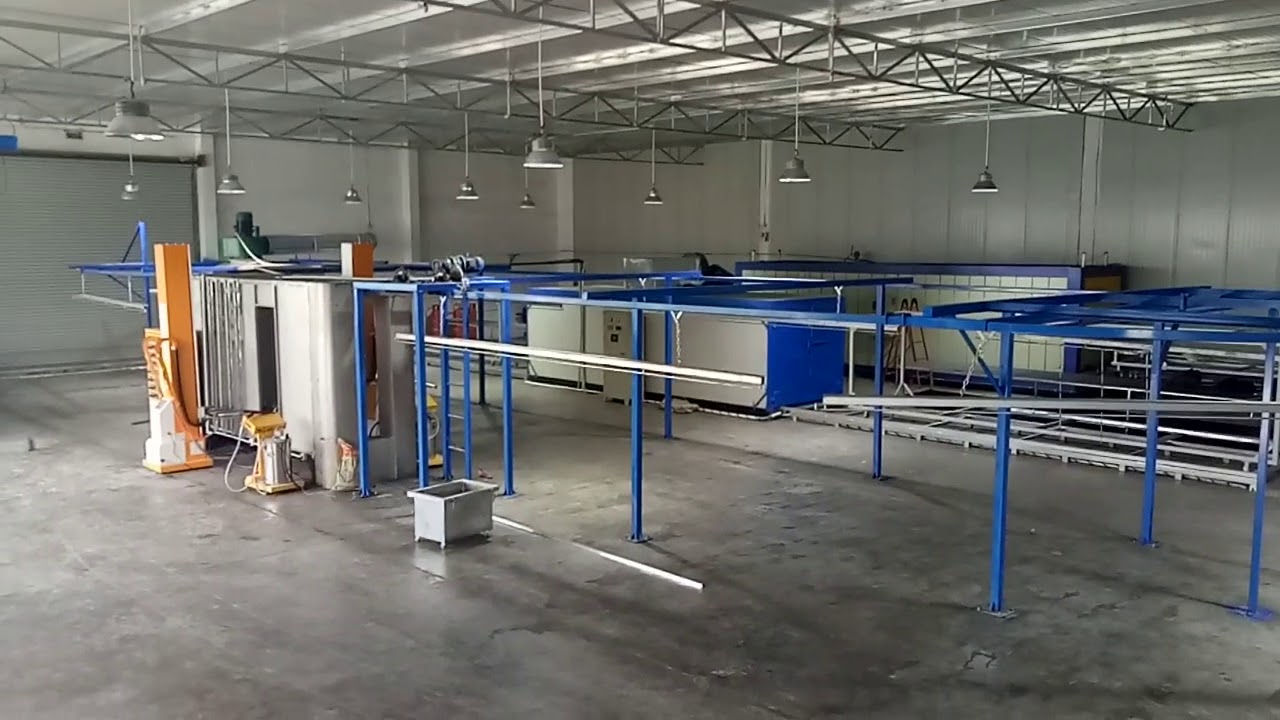 Electrostatic powder coating line - YouTube
