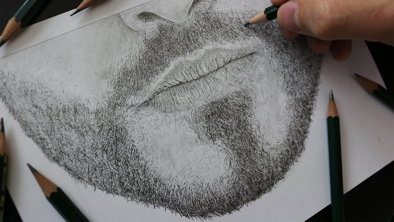 How To Draw REALISTIC FACIAL HAIR With Pencil TUTORIAL YouTube