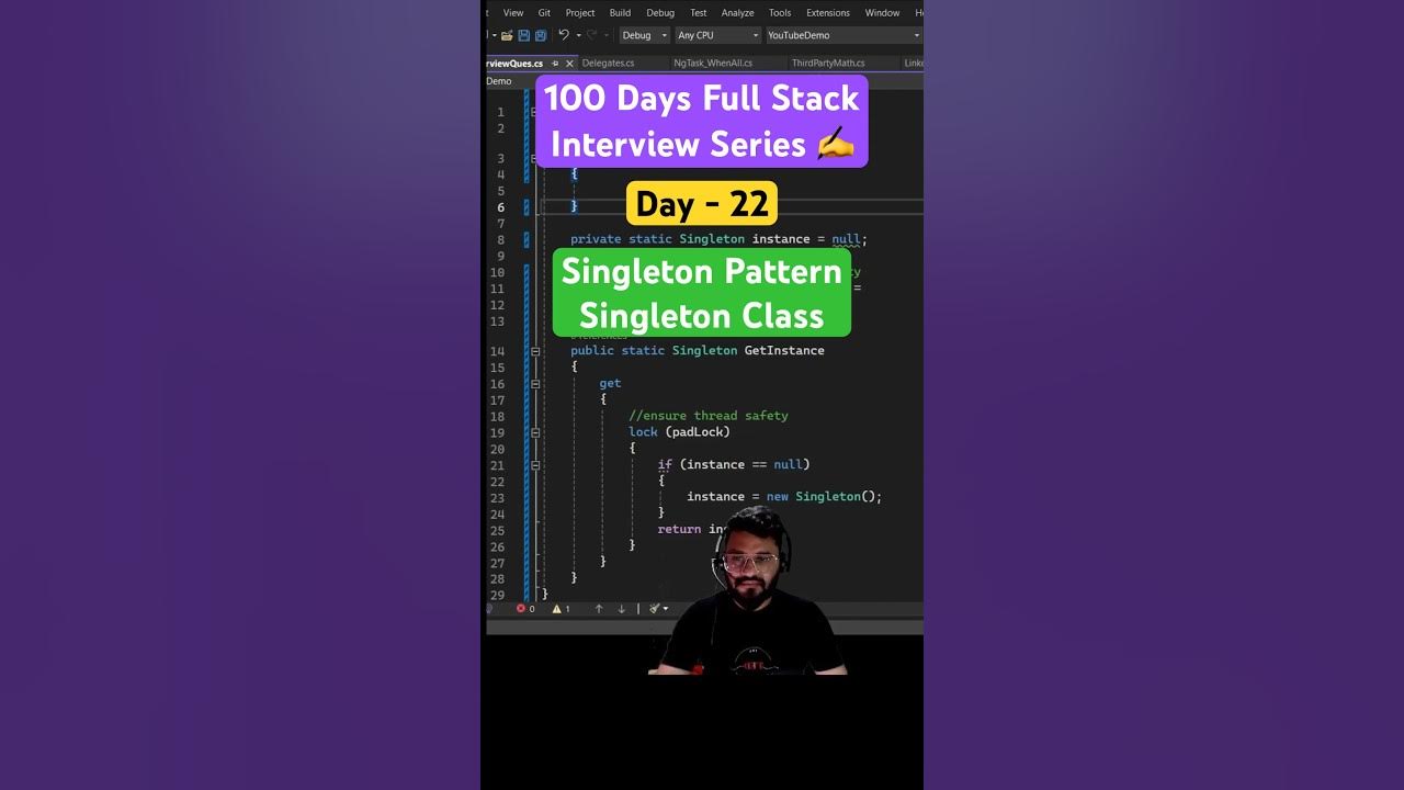 #day22 - Full Stack interview Series | What is Singleton design patterns #shorts #coding #csharp ...
