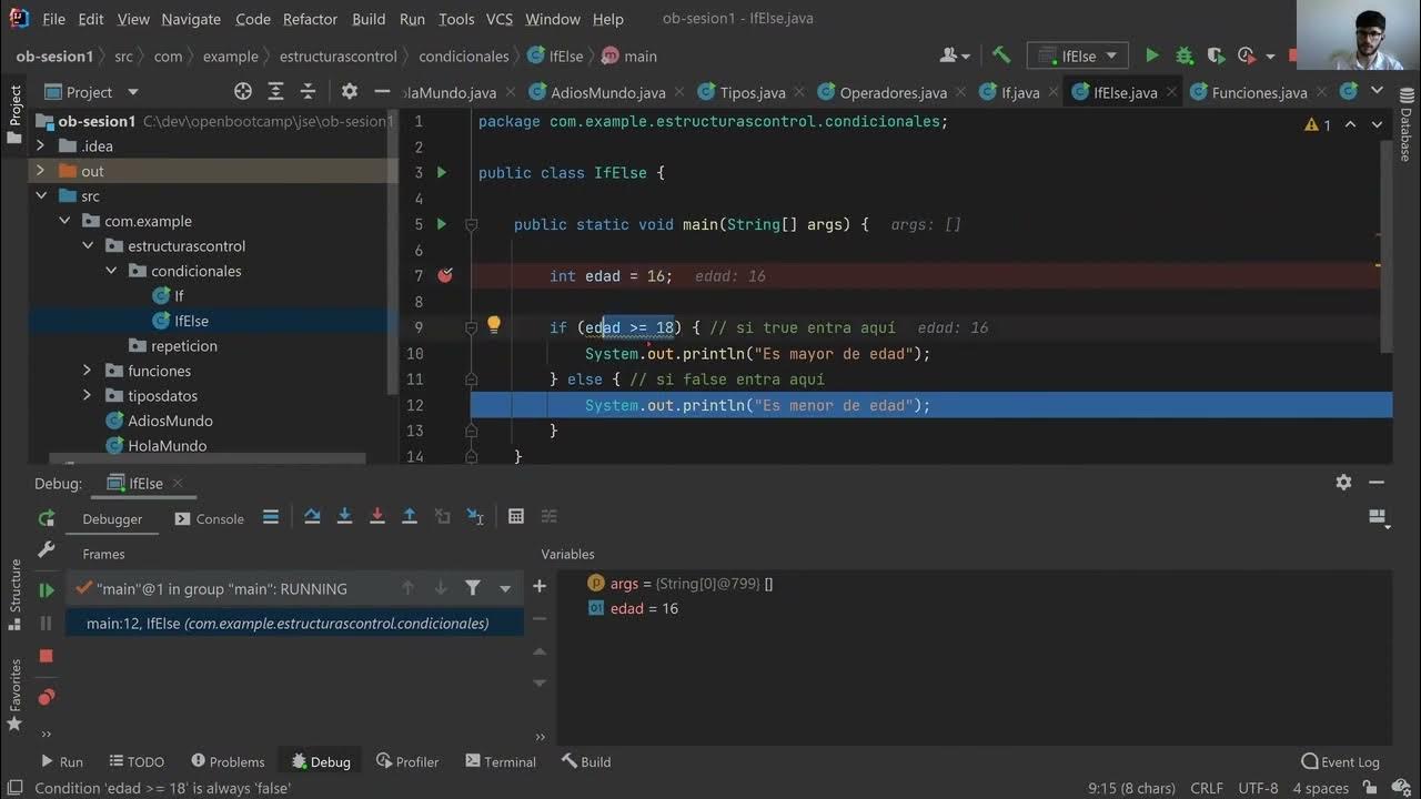 28 Debugger sentencia if - Curso Java - OpenBootcamp - YouTube