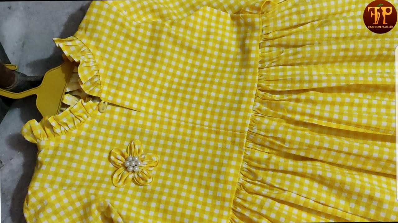 Ruffle neck frock cutting and stitching for little girls. - YouTube
