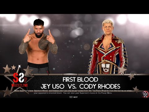 Jey Uso v Cody Rhodes | First Blood Match | WWE 2K23 | SS7 Wrestling ...