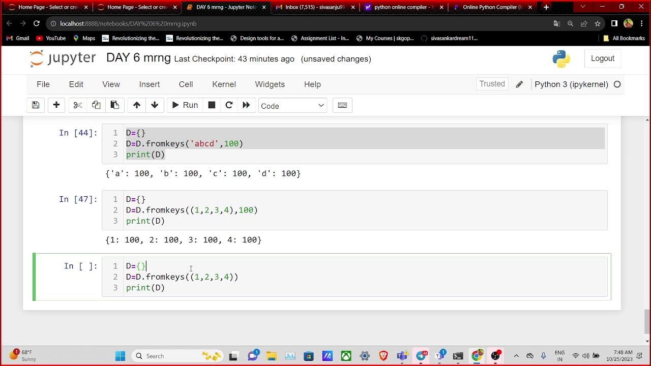 Day 6 | Dictionary inbuilt methods | add | update | pop | pop item | get | set default | from ...
