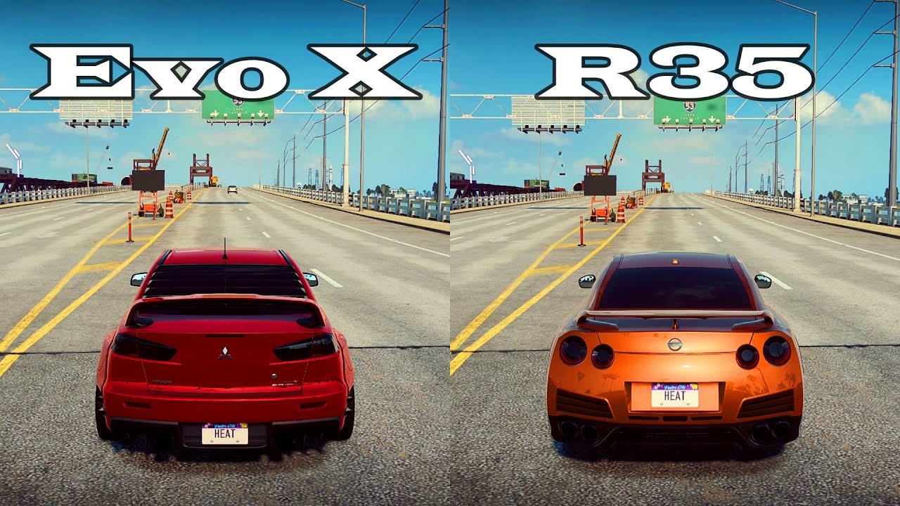 NFS Heat: Mitsubishi Lancer Evo X vs Nissan GTR R35 - Drag Race - YouTube