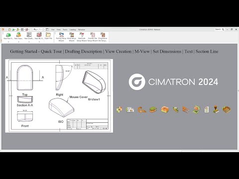Cimatron 2024 | GS - Quick Tour | Drafting| View | M-View | Dimensions | Text | Section | VTT ...