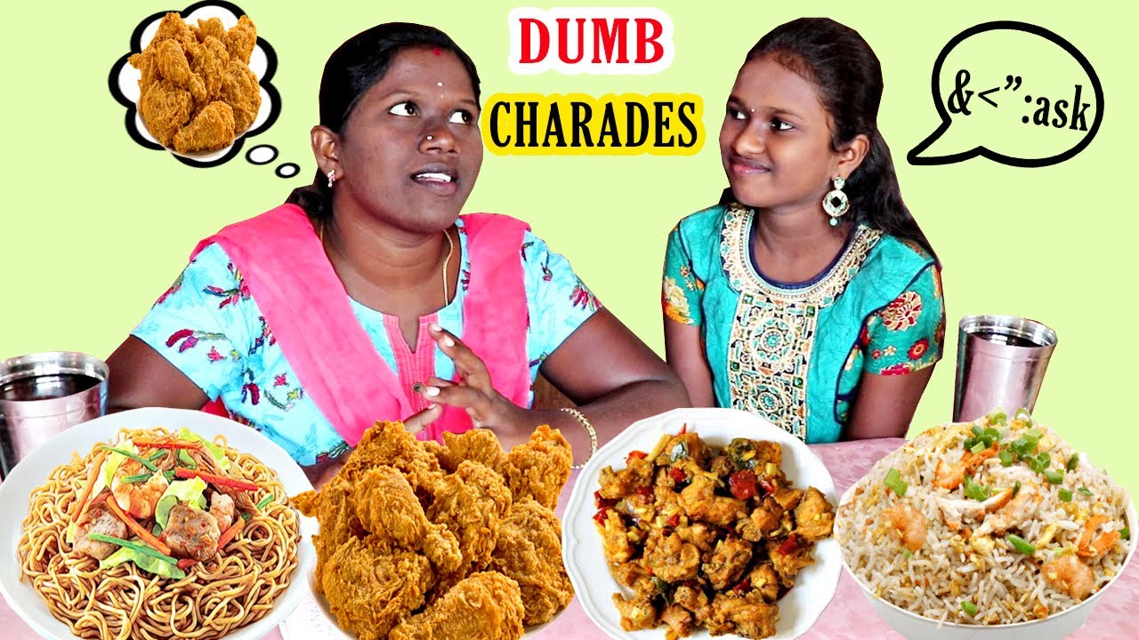 DUMB CHARADES FOOD CHALLENGE IN TAMIL FOODIES DIVYA VS ANUSHYA CHICKEN NOODLES CHICKEN dumb-charades-food-challenge-in-tamil-foodies-divya-vs-anushya-chicken-noodles-chicken