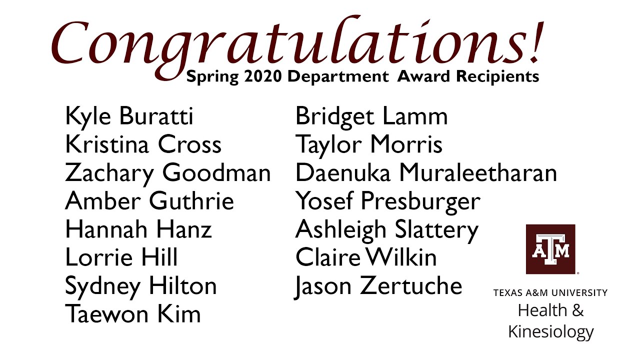 Spring 2020 Award Winners - YouTube