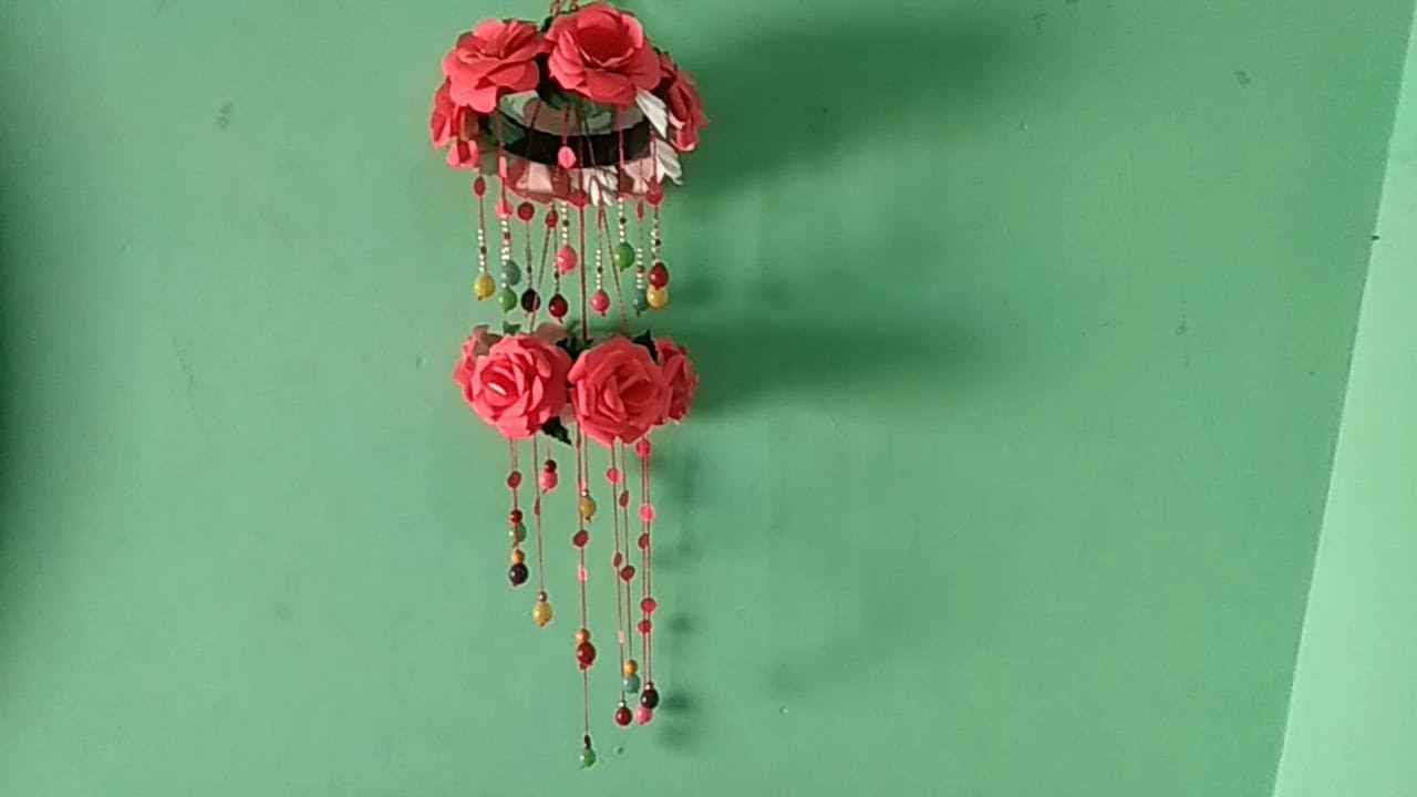 How To Make Jhoomar With Paper Rose Flower - YouTube