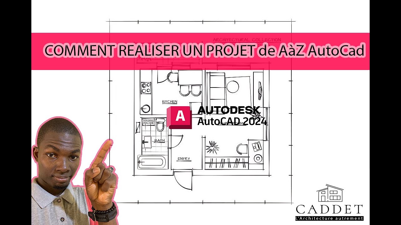 PROJET DE A à Z STUDIOT MINIMALISTE AVEC AUTOCAD : TUTO AUTOCAD - YouTube