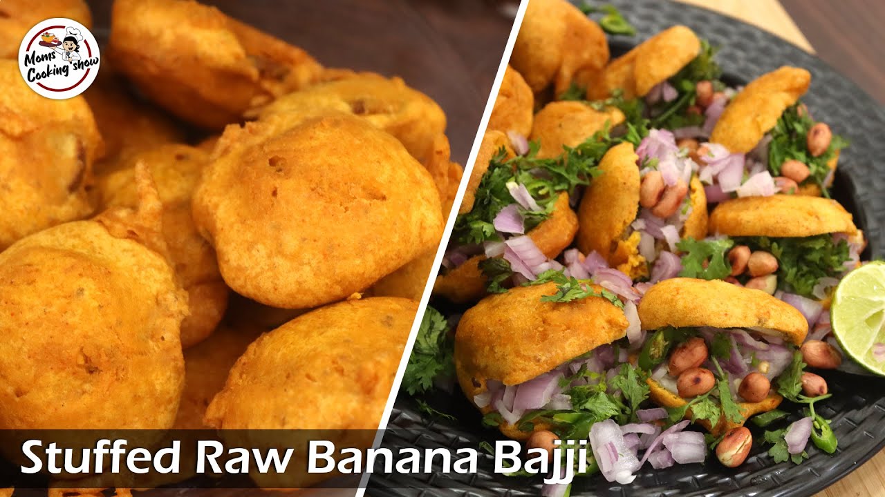Raw Banana Bajji | Aratikaya Bajji Recipe | Stuffed Raw banana bajji ...