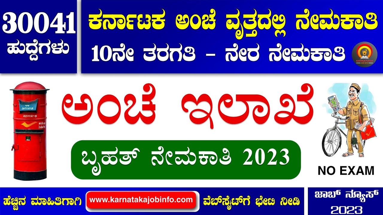 Post Office Recruitment 2023 Karnataka | 10th Pass | No Exam ...