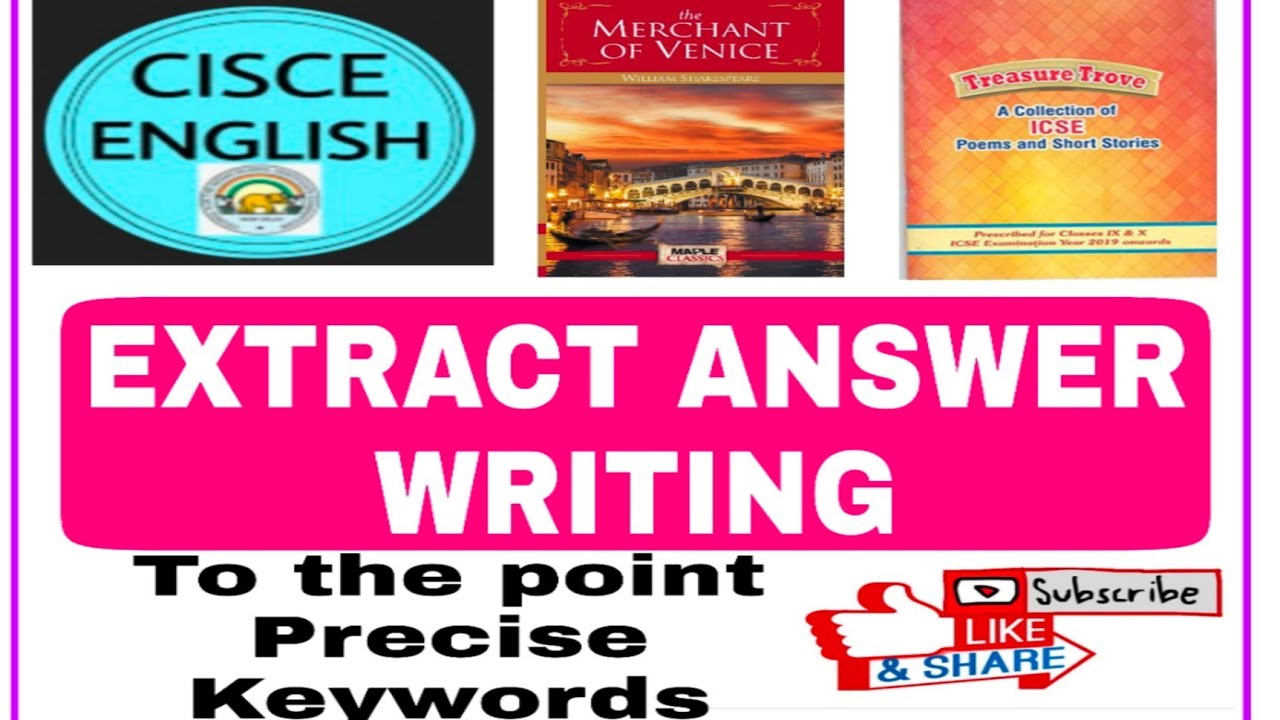 Icse Extract Answer Writing Class 10th Drama Youtube