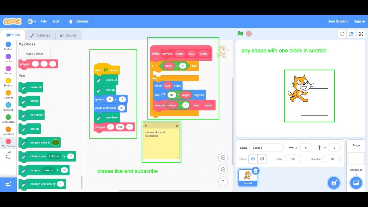 How to draw any shape with only one block in scratch - YouTube