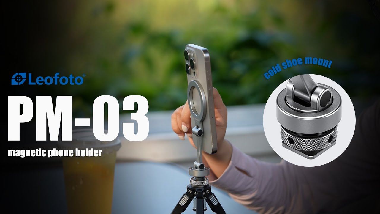 Leofoto PM-03 magnetic phone holder with cold shoe mount - YouTube
