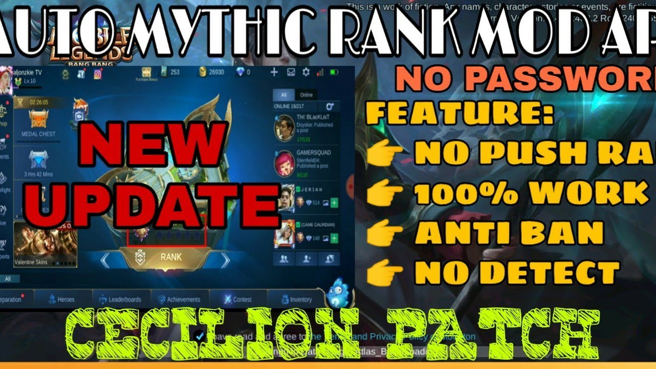 (AUTO MYTHIC RANK MOD APK) Cecilion Patch Mobile Legends - YouTube
