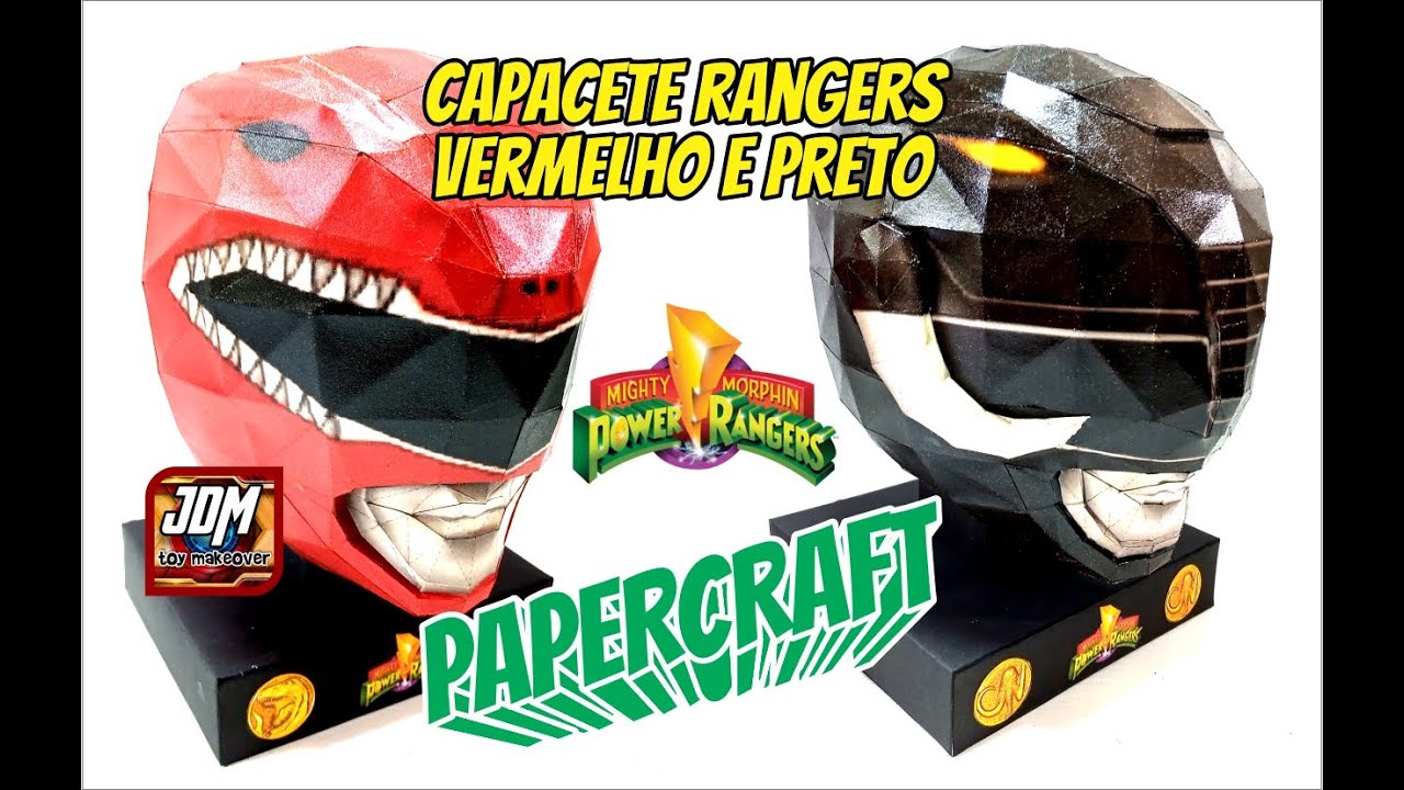 Capacete Power rangers + Base Papercraft / Ranger Vermelho e Ranger ...