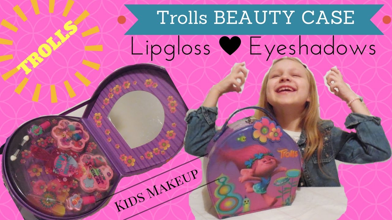 TROLLS MAKEUP POPPY Beauty Case LIP GLOSS Eyeshadows 4 Kids! -Guy ...