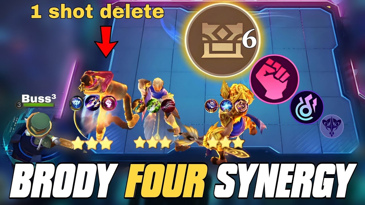 BRODY ONE SHOT DELETE 🔥 USING FOUR SYNERGY MAGIC CHESS BEST SYNERGY ...
