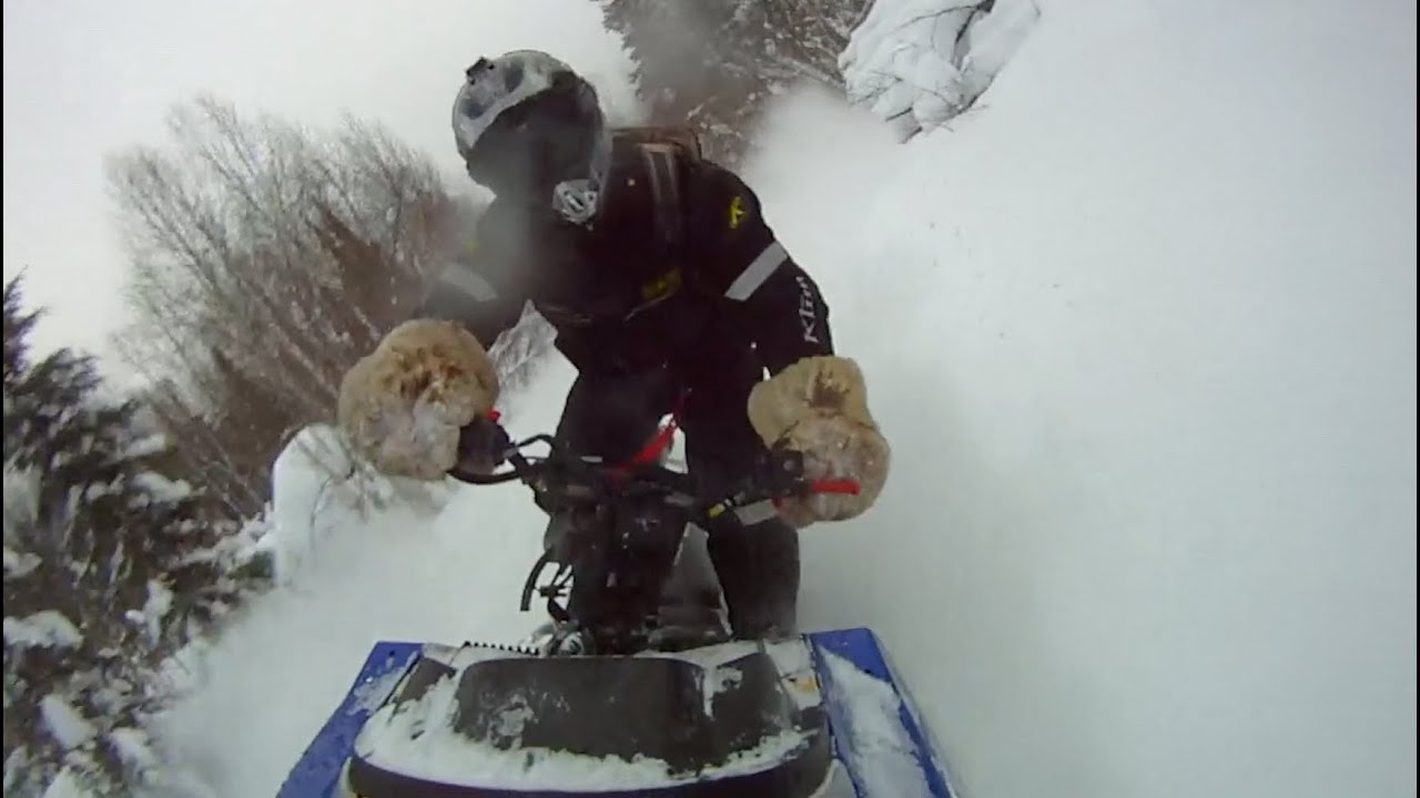 Polaris 600 XLT Mod Sled breaking trail in 3 feet of powder - YouTube