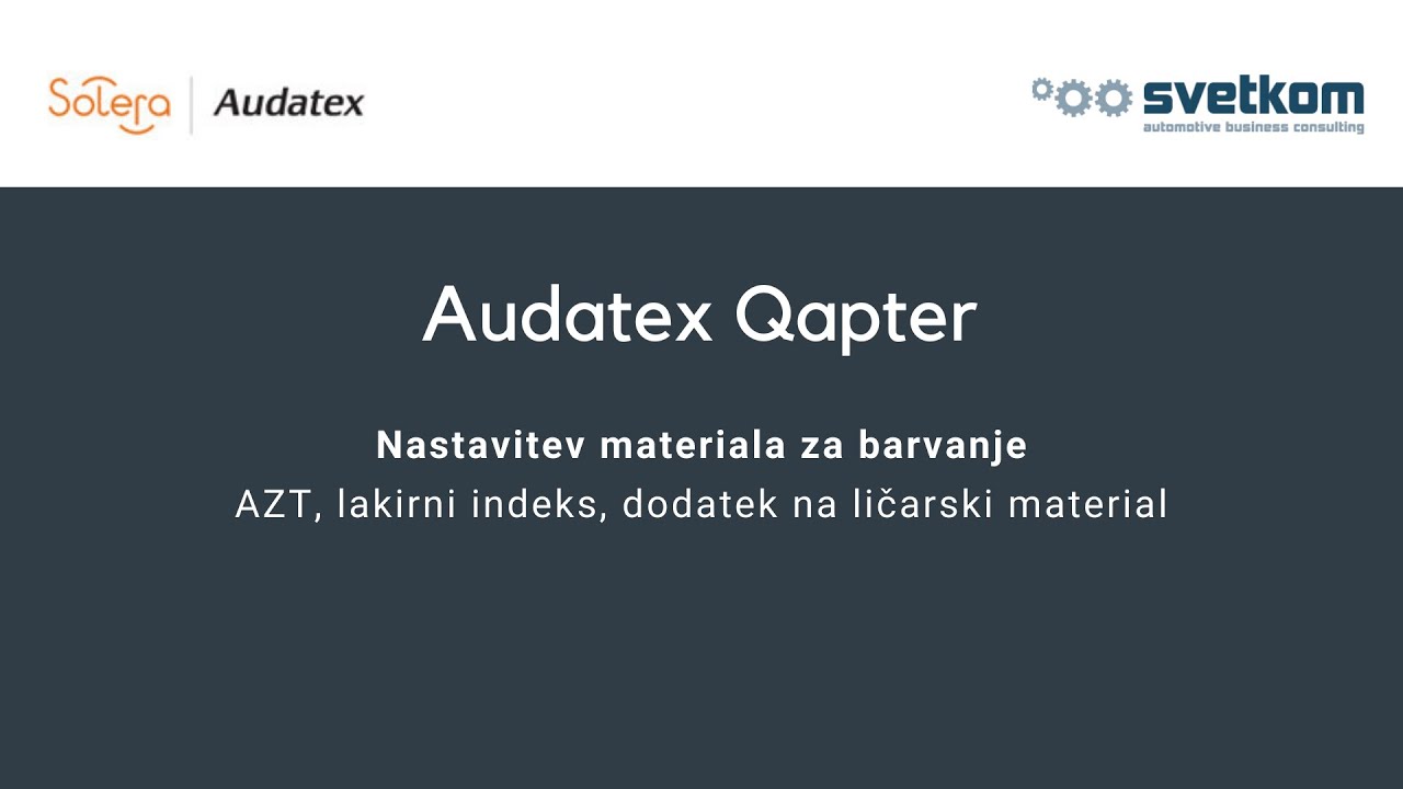 Nastavitve materiala za barvanje - Audatex Qapter - YouTube