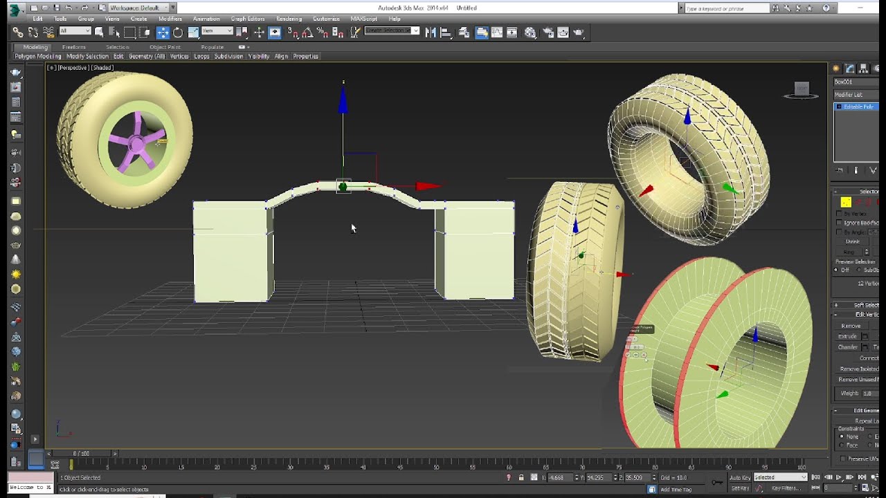 3Ds Max Editable Poly Tire Making, Ring,Loop,Bridge,Insert Part 5 - YouTube