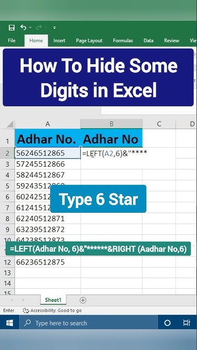 How to Hide Some Digits in Excel Short - YouTube