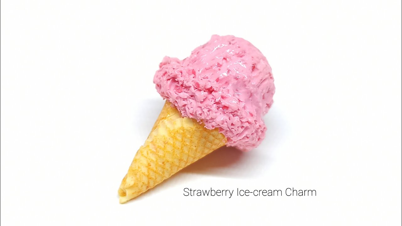 Strawberry Ice-cream Charm | Polymer Clay Food Miniature - YouTube