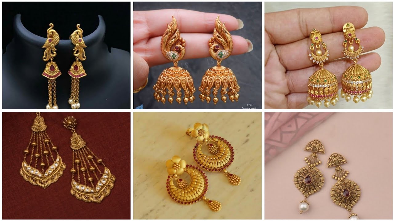 Stud Gold Earrings Designs with Price and Weight || Gold Studs Designs ...
