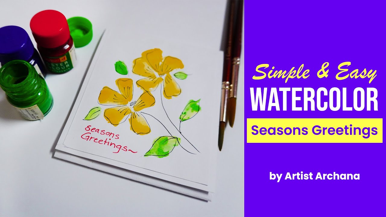 Simple and Easy Watercolor Seasons Greetings - YouTube