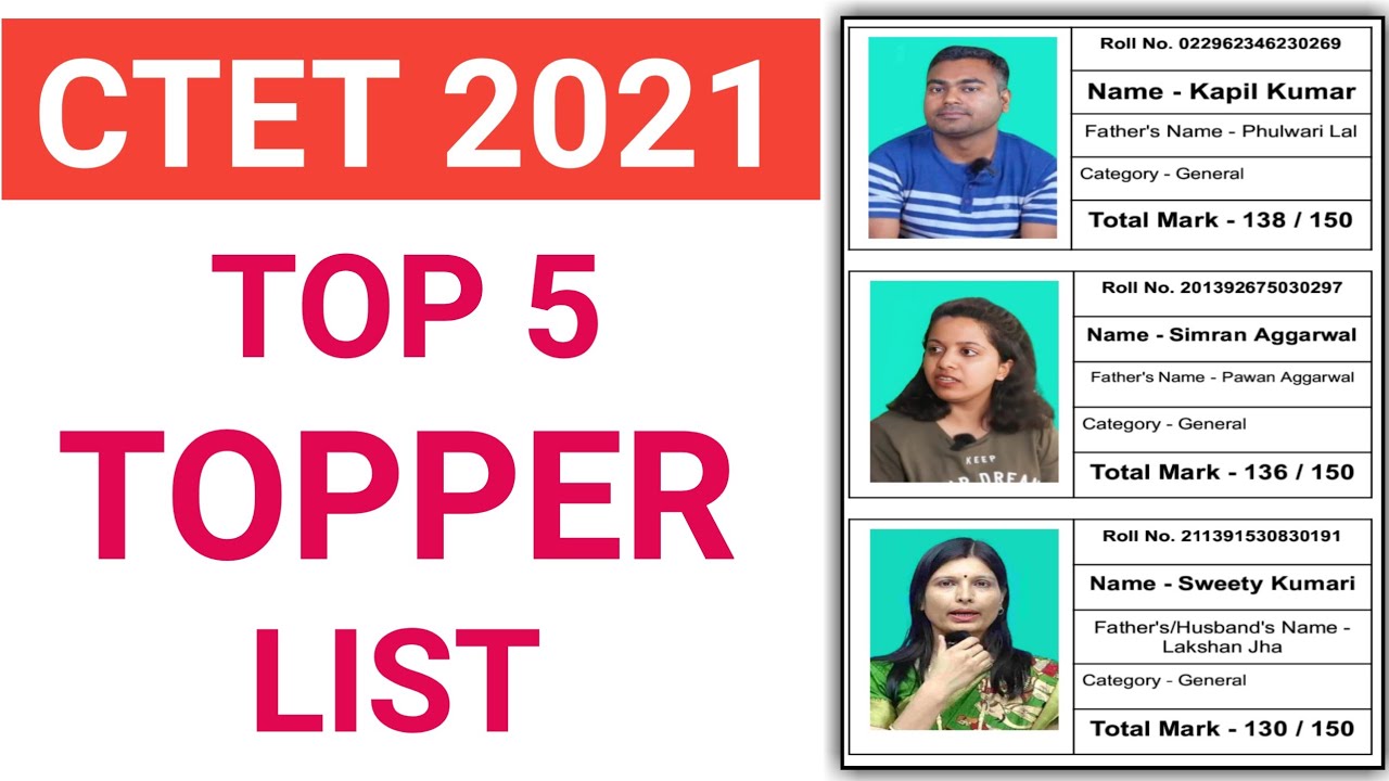 CTET Top 5 Toppers 2021 | Top 5 Top CTET 2021 | Central Teacher ...