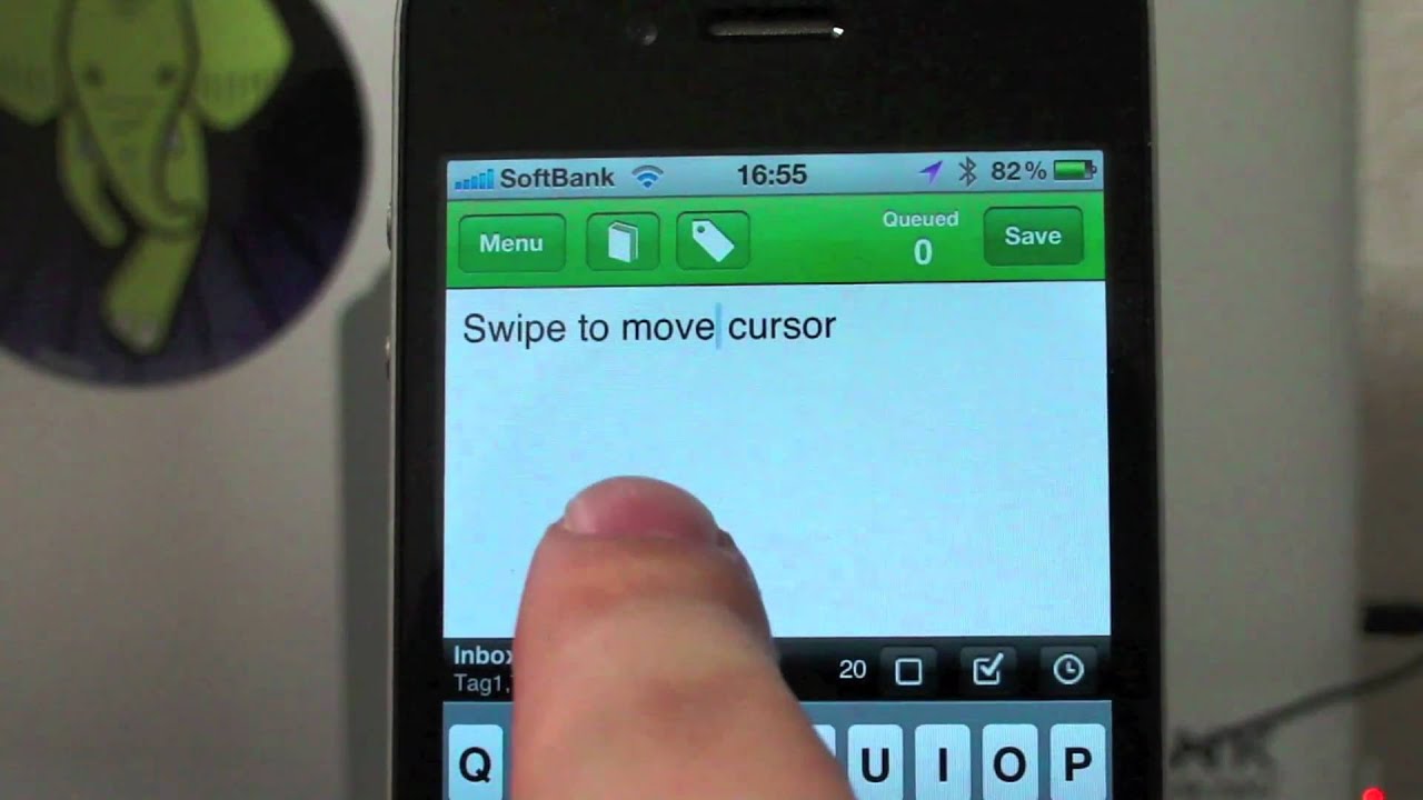 "Swipe to move cursor" interface for iOS (FastEver 1.6.2 for iPhone ...