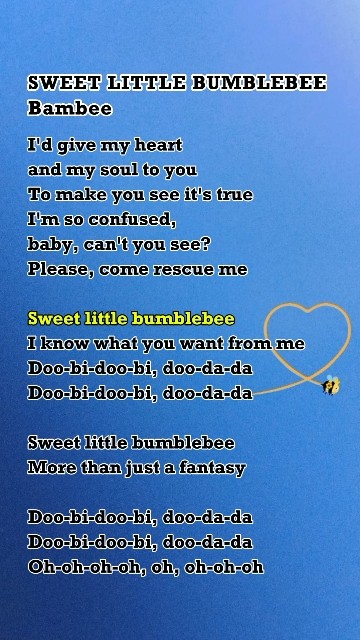 SWEET LITTLE BUMBLEBEE by Bambee (Sped up Lyrics) #bambee #bumblebee # ...