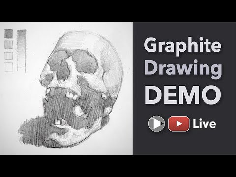 Graphite Skull Drawing Demo - YouTube