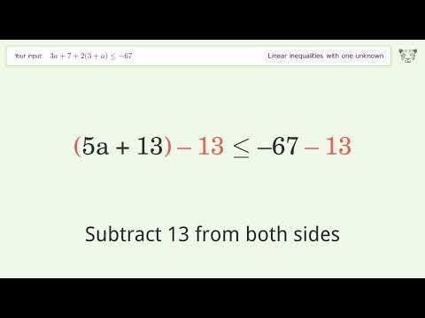 Solving Linear Inequalities: 3a+7+2(3+a) is Smaller Than or Equal to ...