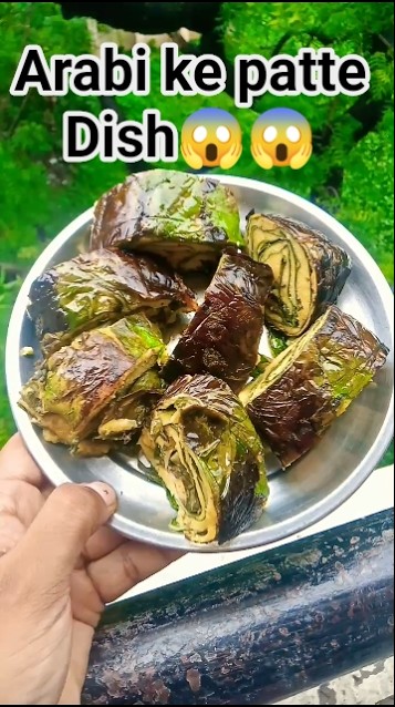 Arabi ke patte ki recipe🤪😱#food #viral #ytshorts #cooking #easyrecipe # ...