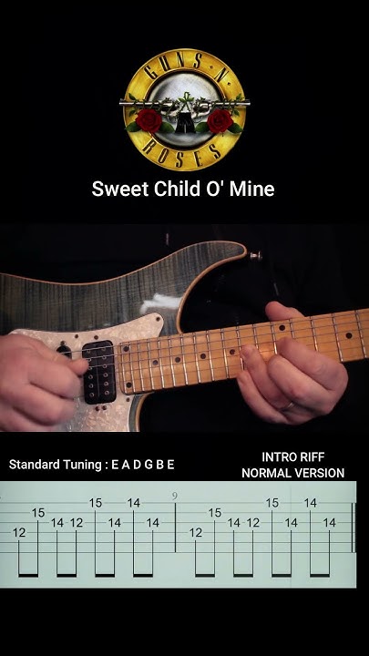 How to play Sweet Child O' Mine riff intro Guns N' Roses - FAST/SLOW #guitar #tutorial - YouTube
