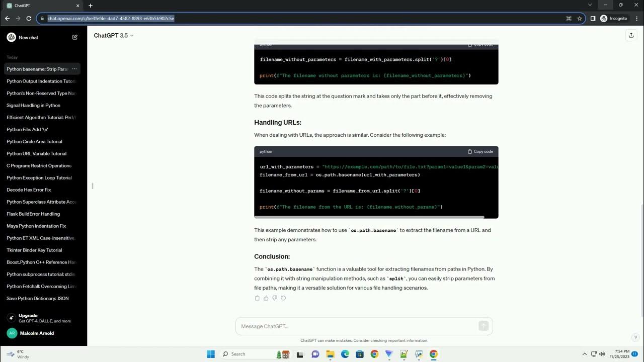 Python os path basename strip parameters - YouTube