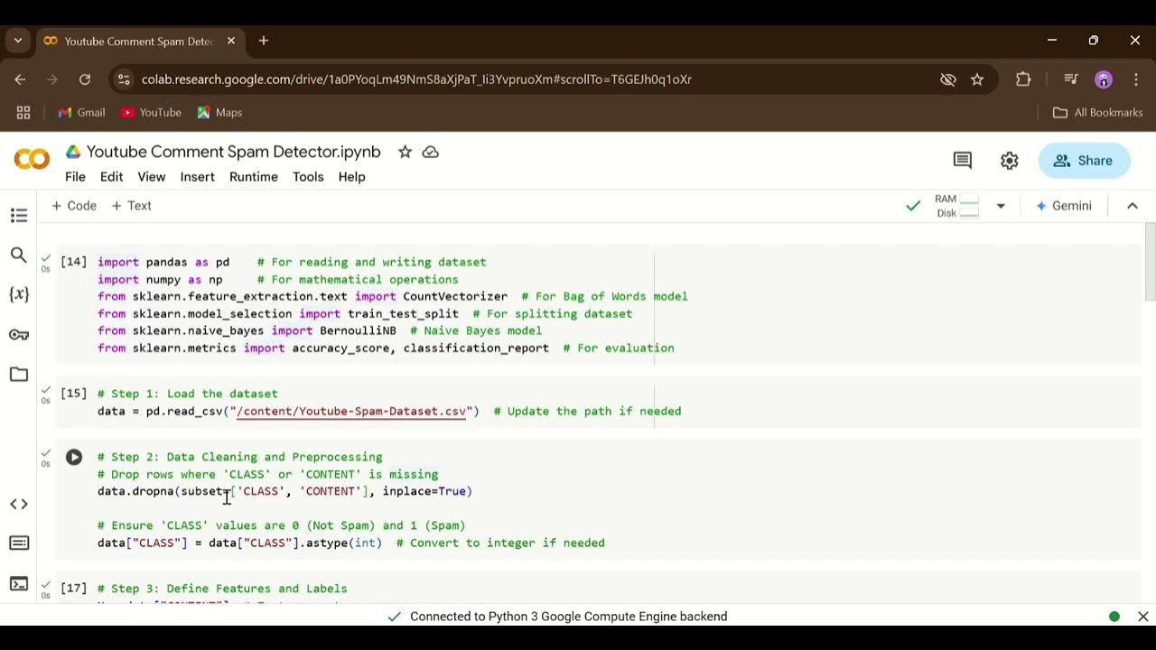 Machine learning Classification Model , YouTube Comment Spam detector ...