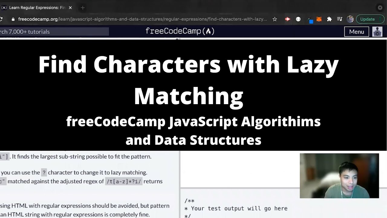 Find Characters With Lazy Matching Regular Expressions Freecodecamp